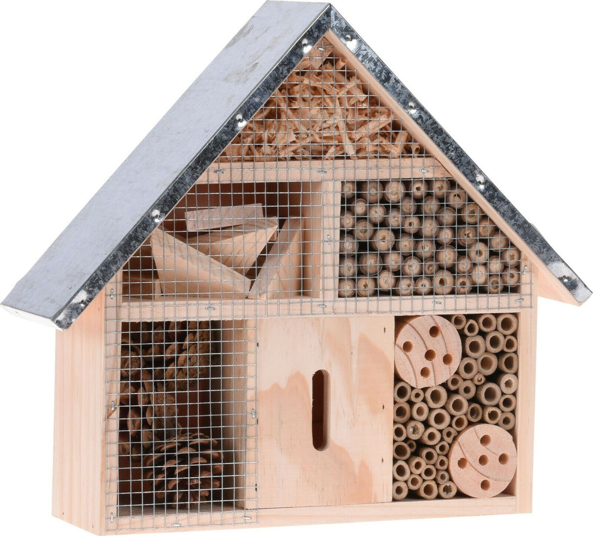 28cm Wooden Insect Hotel for Garden with Metal Roof Nesting Shelter fo ...