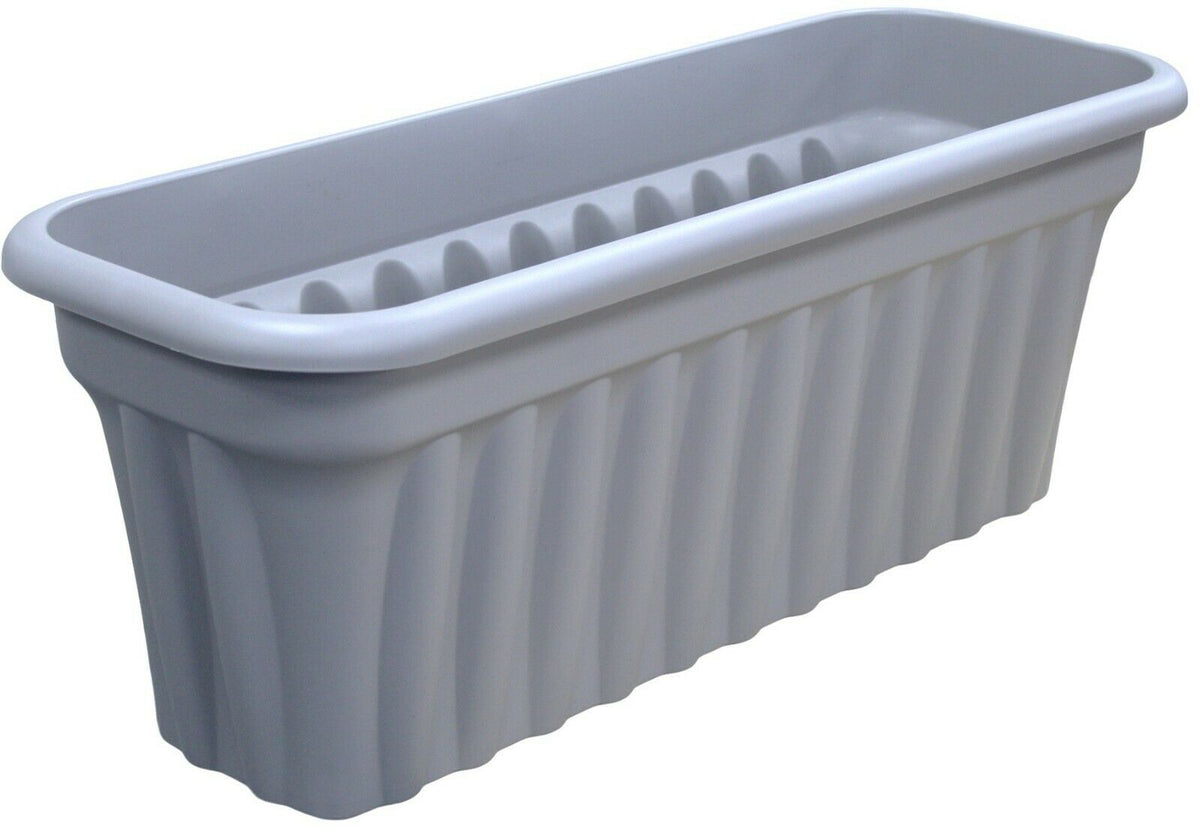 80cm Long Rectangular Upcycled Grey Plastic 72L Trough Plant Pot for G ...