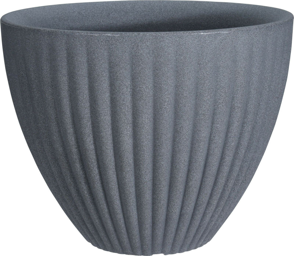Large 39cm Rippled Flower Pot, Stone Grey 30cm Tall Plastic Pot Plante ...