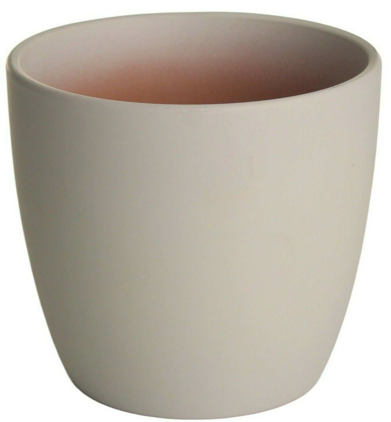 Set Of 2 White Matt Ceramic Flower Pots Round Small Plant Pot Planter ...