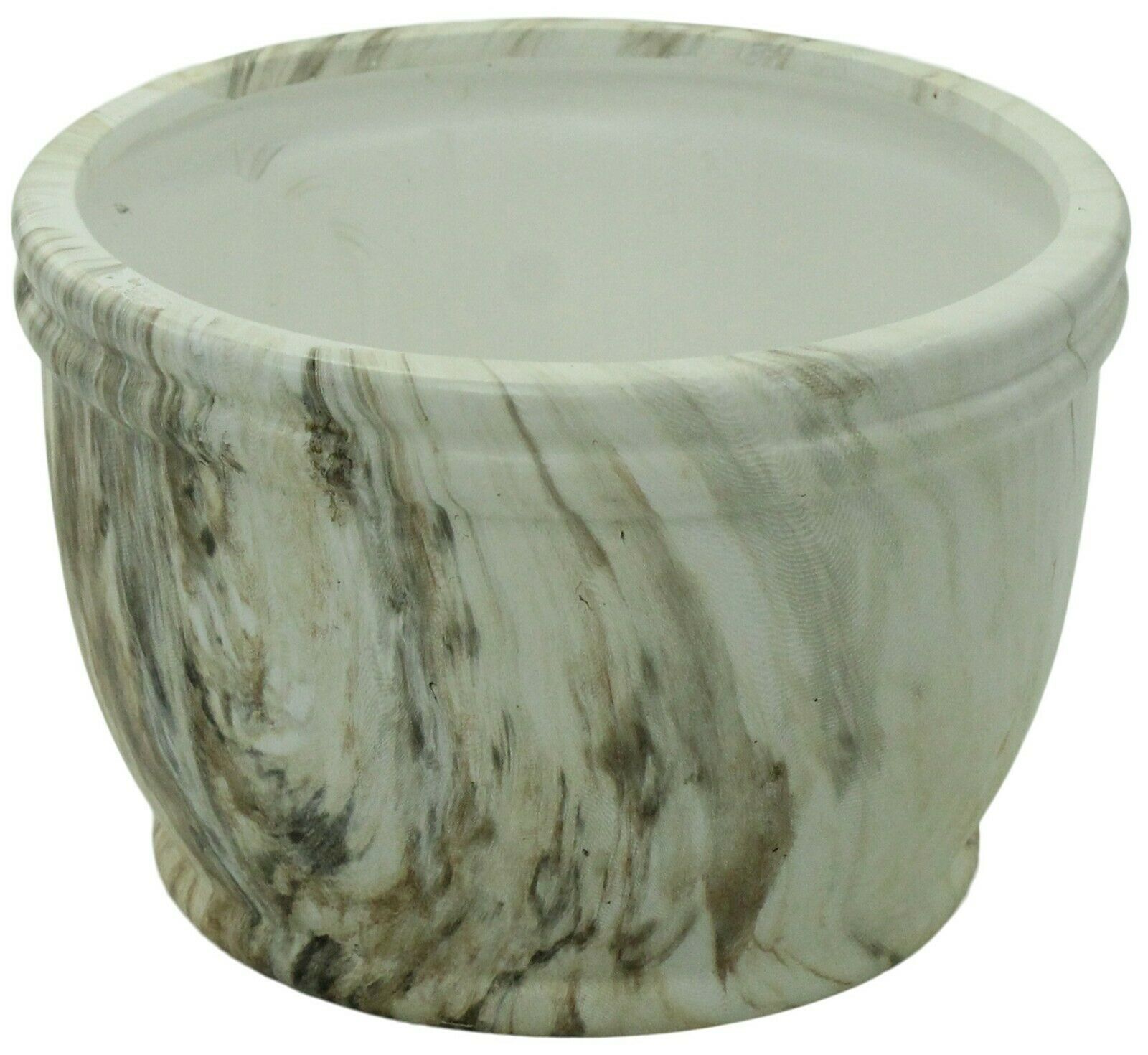 18cm Wide Round Dolomite Flower Pot Marble Effect Design Planter Plant ...