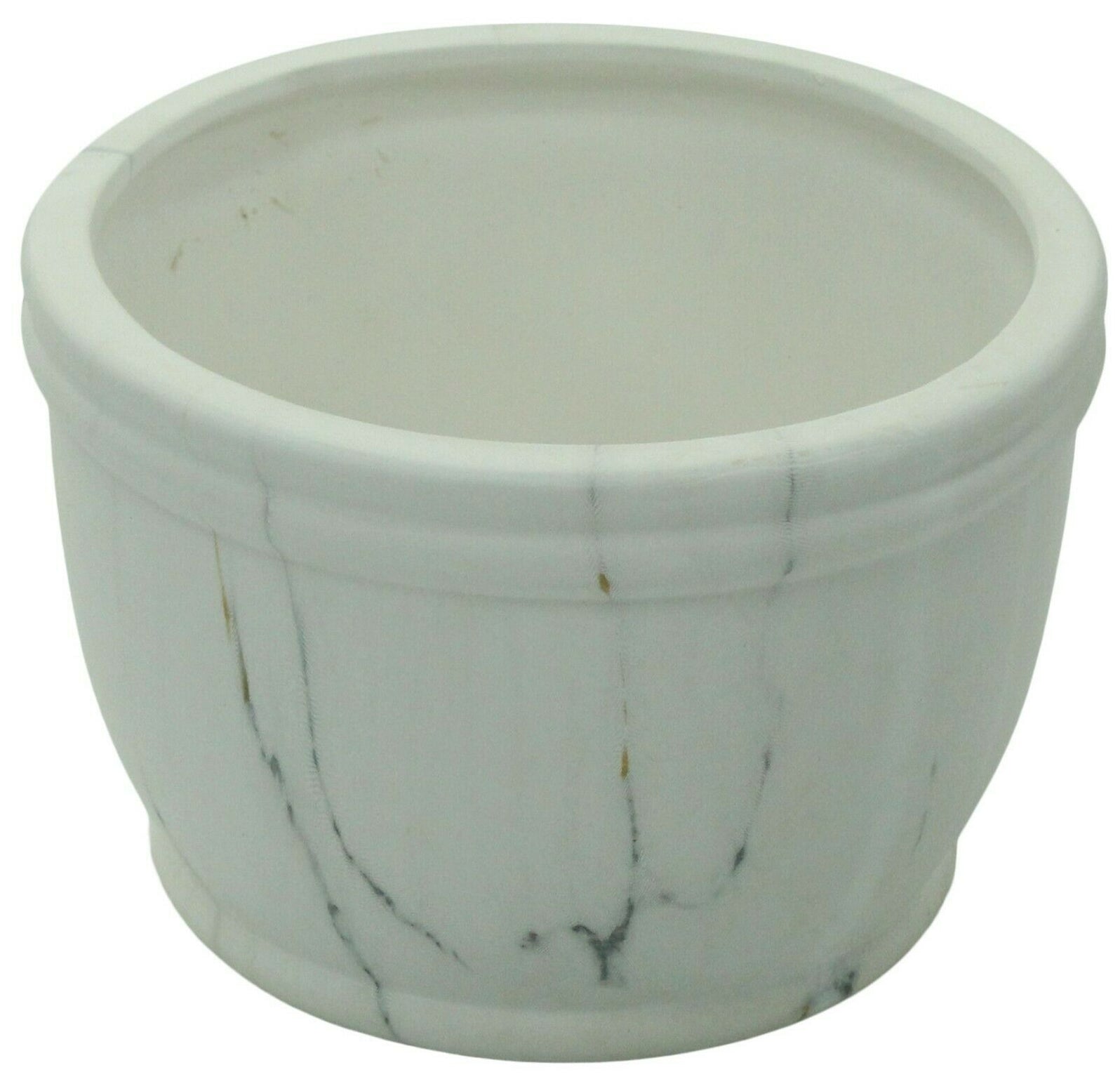 18cm Wide Round Dolomite Flower Pot Marble Effect Design Planter Plant ...